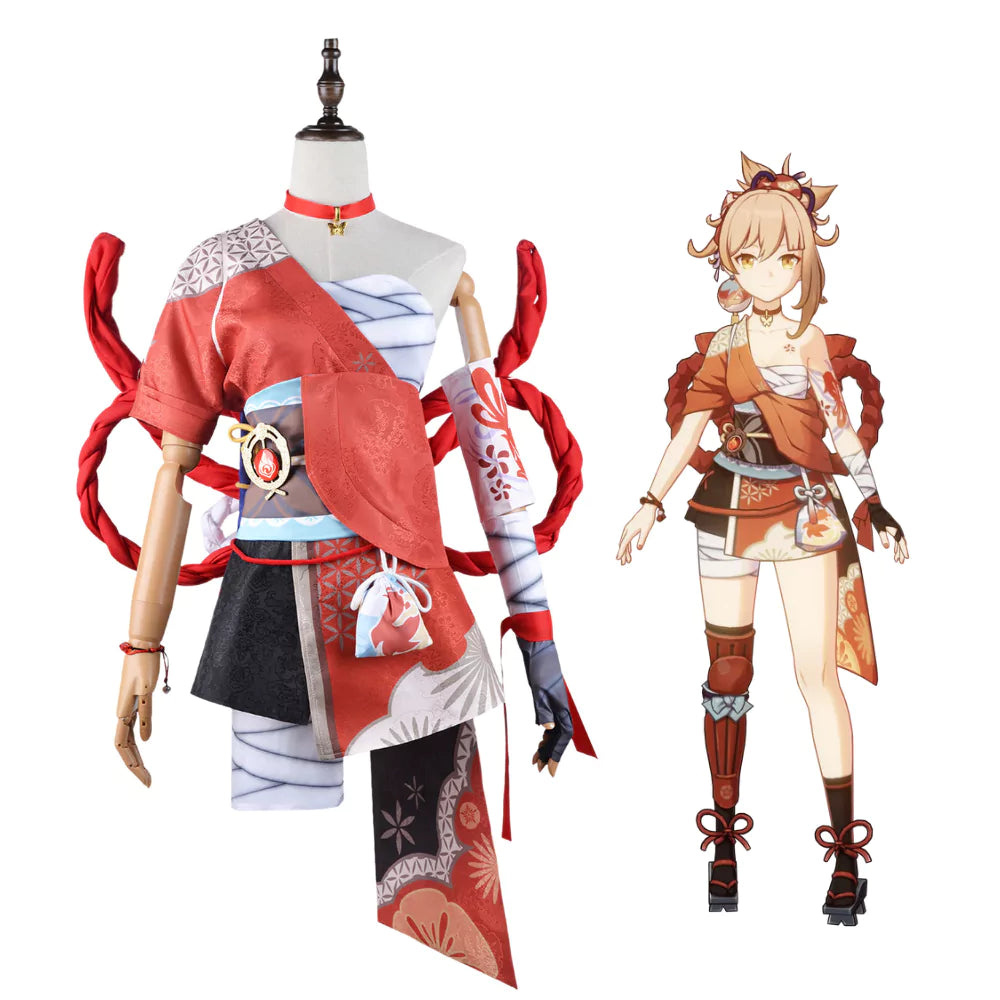 Genshin Impact Yoimiya Complete Cosplay Costume Outfit – Ace Cosplay